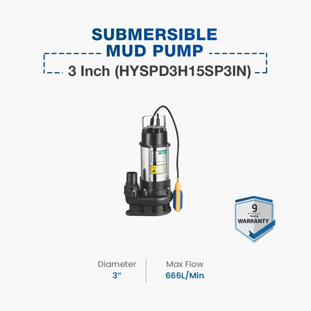 Hyundai Submersible Mud Pump 3 Inch (HYSPD3H15SP3IN) - Pumps.pk